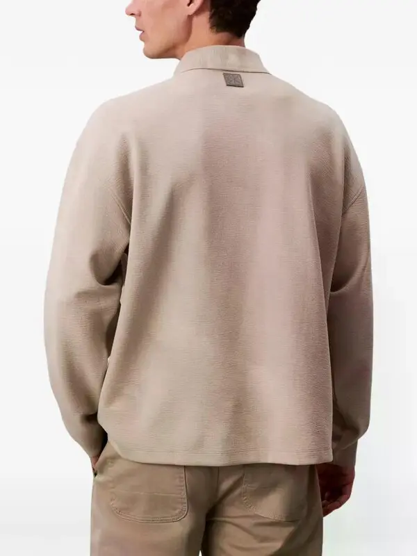 Calvin Klein Zip-up Long-sleeved Polo Shirt - Neutrals