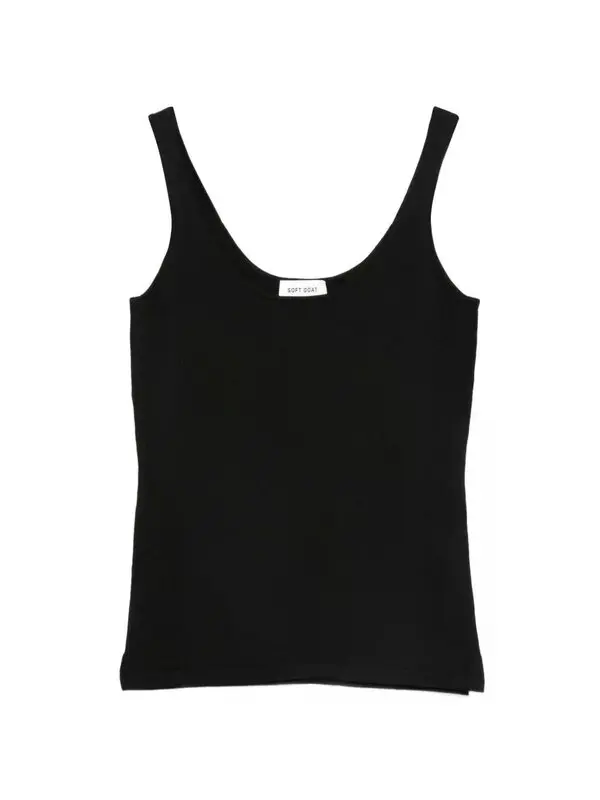 Soft Goat Sleeveless Top - Black