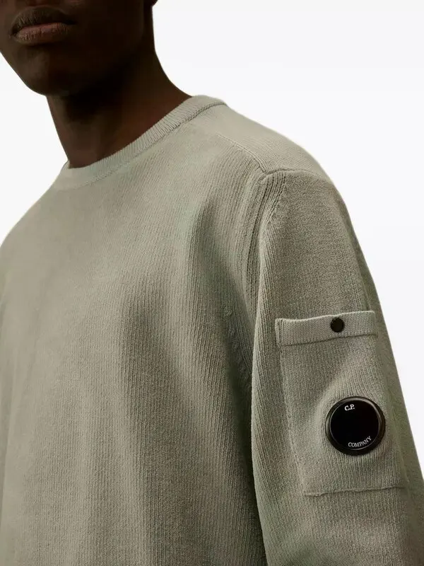 C.P. COMPANY Crew-neck Sweater With Patch Pocket - Grey