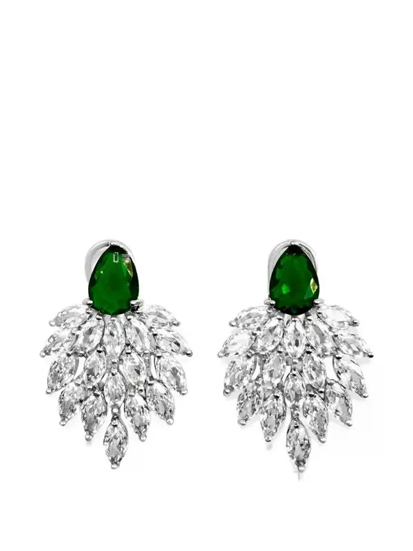HZMER JEWELLERY Green Mirage Shimmer Earrings - Silver