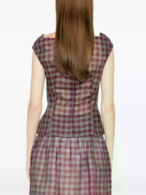 SHUSHU/TONG Keyhole Check Blouse