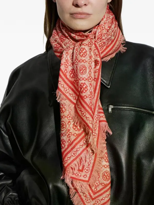 Tory Burch T-monogram Fringed Scarf