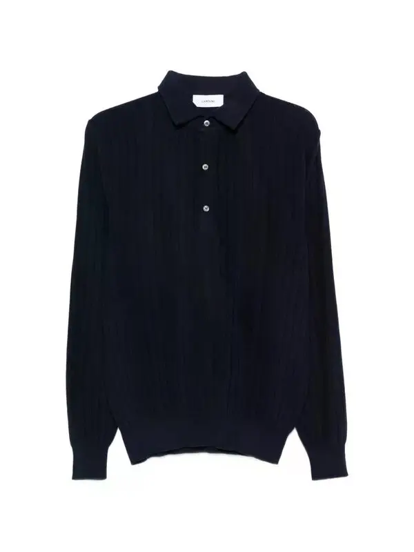 LARDINI Ribbed Polo Shirt - Blue