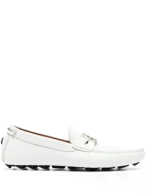 Philipp Plein Logo Moccasin Loafers - White