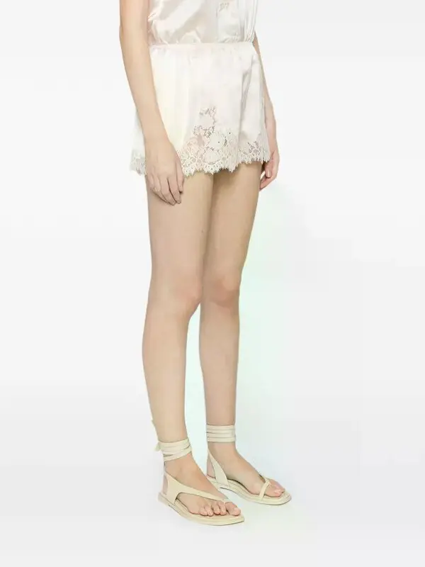 DÔEN Iona Lace-trim Mini Shorts - Neutrals
