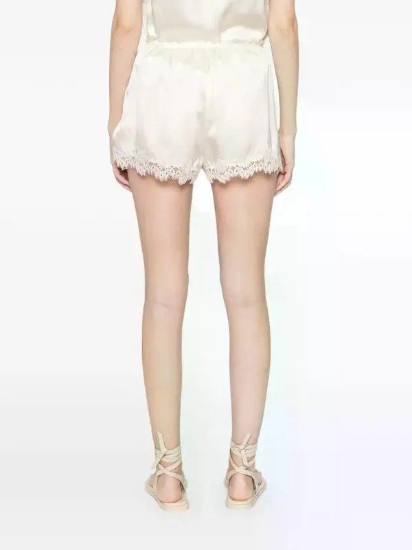DÔEN Iona Lace-trim Mini Shorts - Neutrals