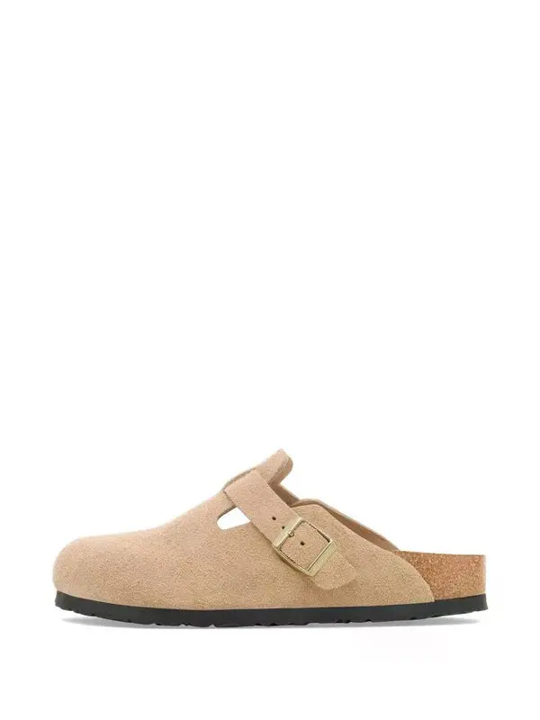 BIRKENSTOCK Boston Suede Metal-buckle Slippers - Neutrals