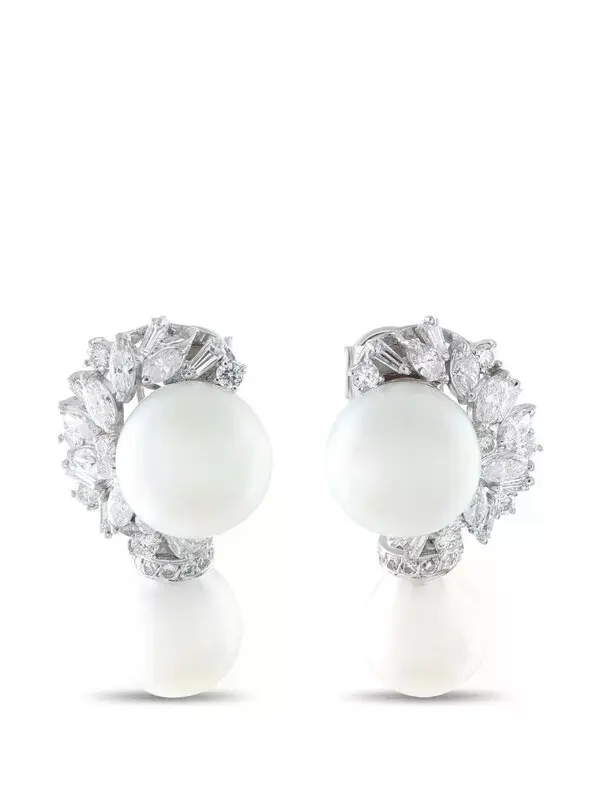 LB EXCLUSIVE Diamond Pearl Earrings - Silver