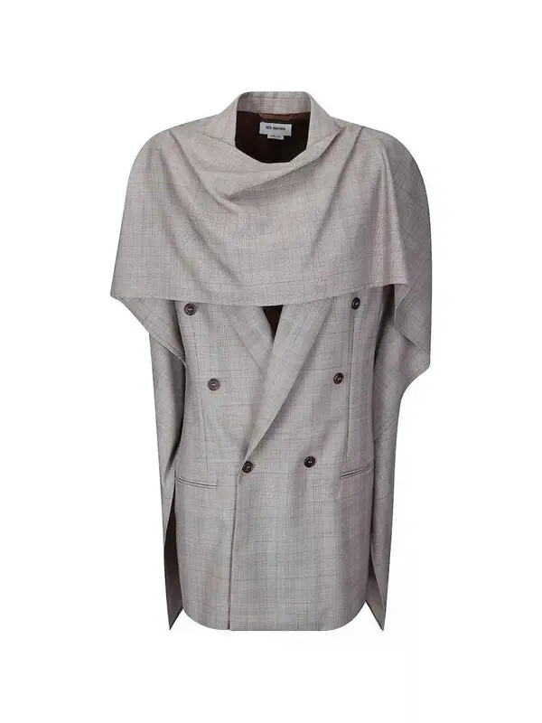HED MAYNER Scarf Double-breasted Jacket - Grey