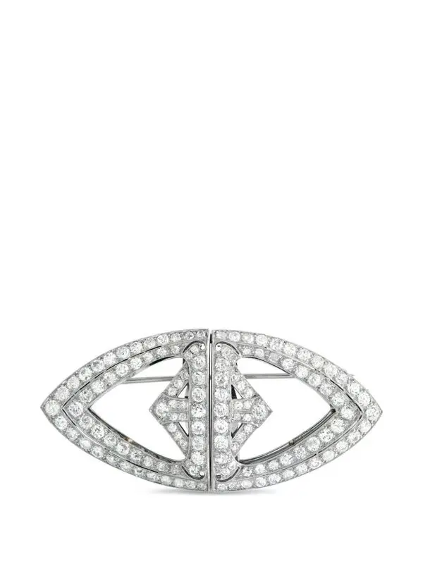 LB EXCLUSIVE Diamond Platinum Eye-shape Brooch - Silver