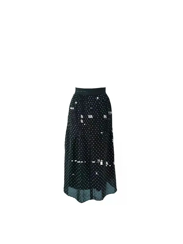 Maje Pleated Polka Dot Skirt - Black