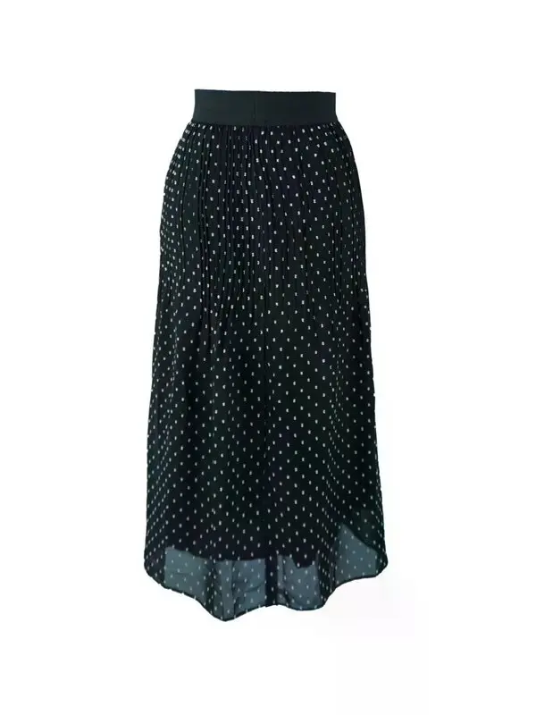 Maje Pleated Polka Dot Skirt - Black