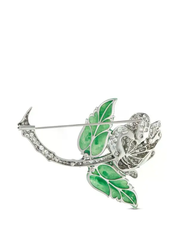 LB EXCLUSIVE Jade And Diamond Rose Brooch