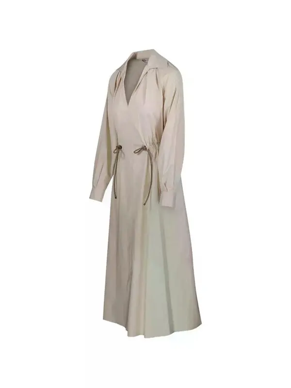 Max Mara Drawstring-fastening V-neck Midi Dress - Neutrals