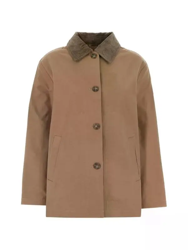 Calvin Klein Corduroy Collar Cotton Overcoat - Brown