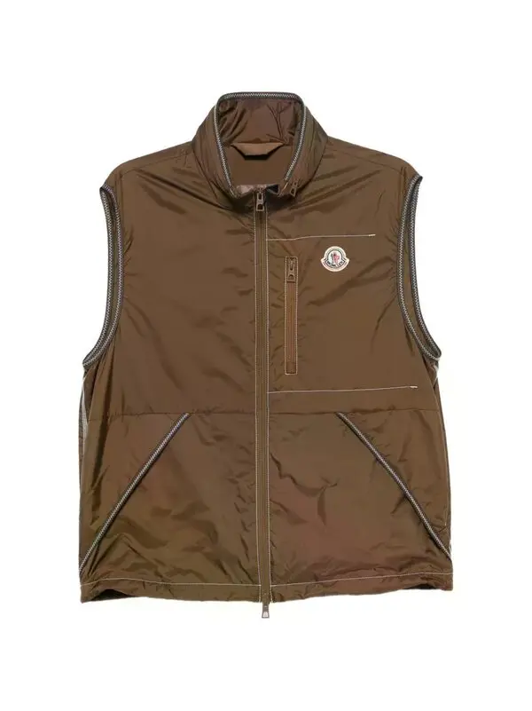 Moncler Zip Sleeveless Gilet - Brown