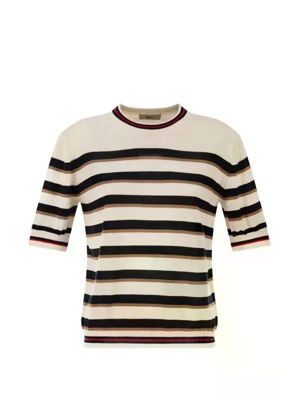 Herno Striped Knitted T-shirt - Neutrals