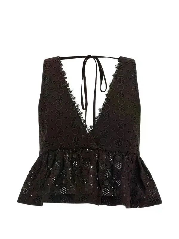 Pinko Kiersten Broderie-anglaise Top - Brown