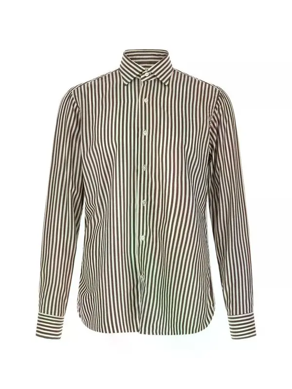 BORRIELLO NAPOLI Striped Buttoned Shirt - Brown
