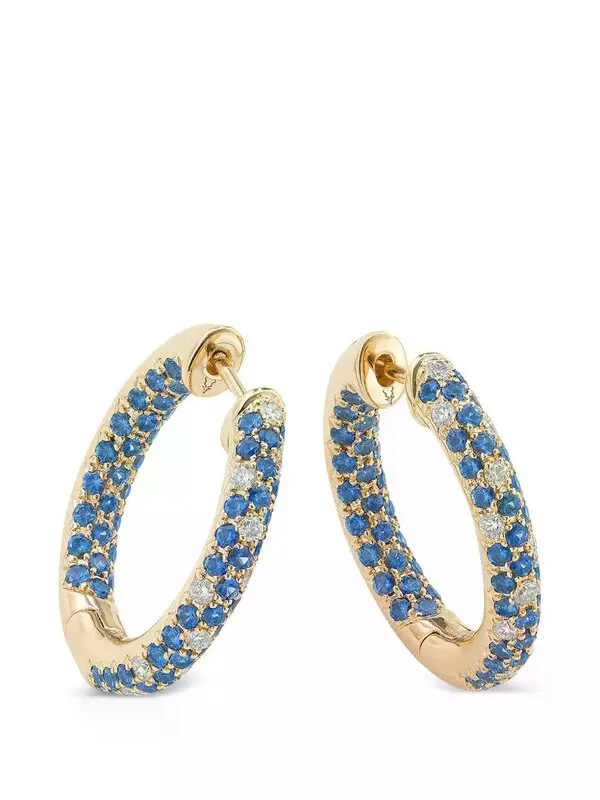 Robinson Pelham Disco Sister Blue Sapphire And Diamond Hoop Earrings - Gold