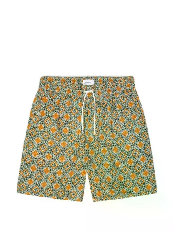 LES DEUX Harry Arabesque Drawstring Shorts - Green