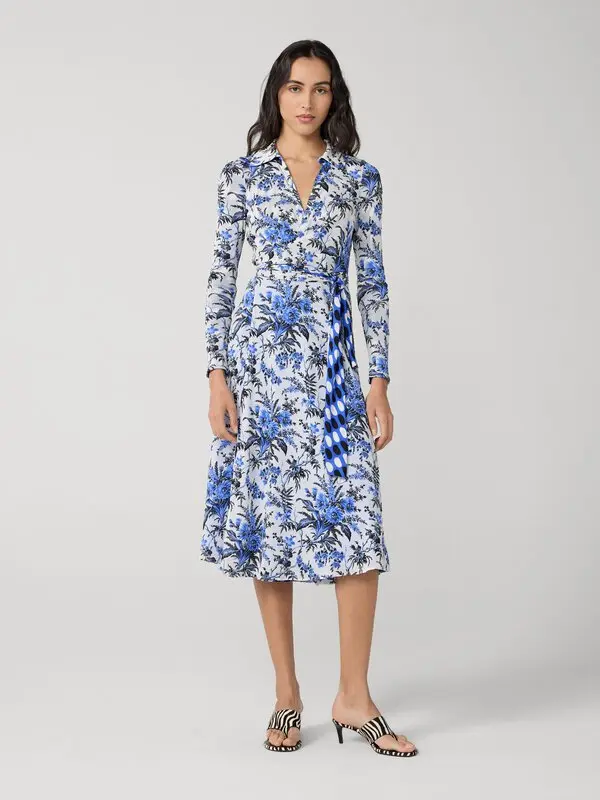 Diane Von Furstenberg Phoenix Reversible Dress - Jelly Dot Aquarius And Avalon White