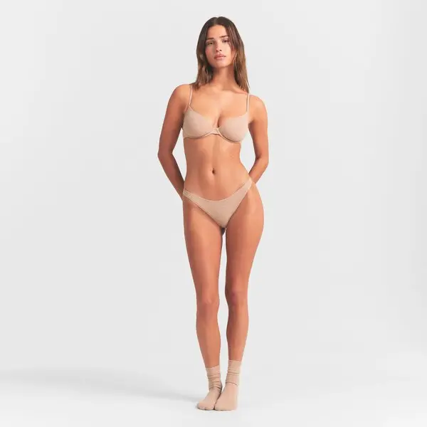 SKIMS Everyday Cotton Thong - Clay Heather