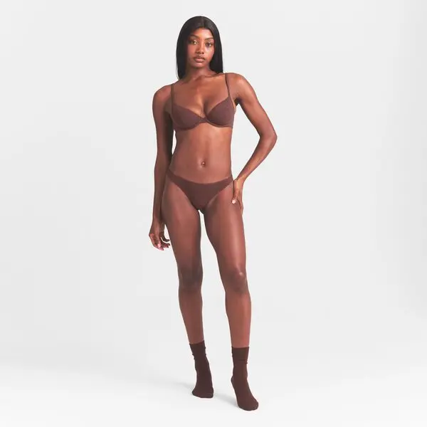 SKIMS Everyday Cotton Thong - Cocoa Heather