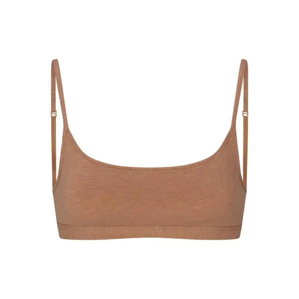 SKIMS Everyday Cotton Scoop Bralette - Sienna Heather