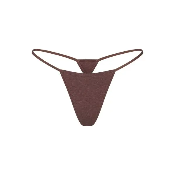SKIMS Everyday Cotton String Thong - Cocoa Heather