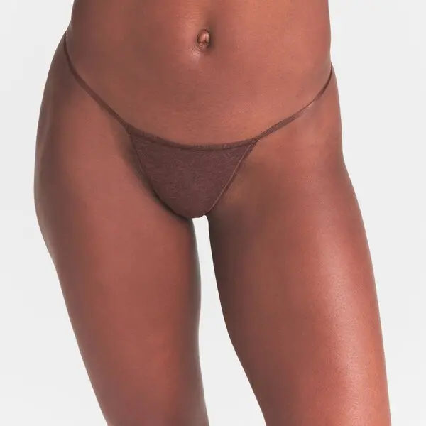SKIMS Everyday Cotton String Thong - Cocoa Heather
