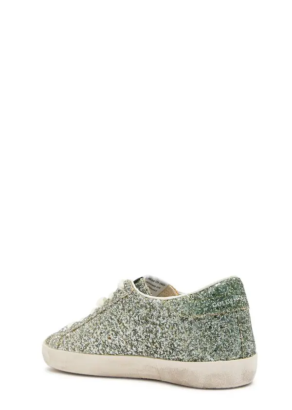 GOLDEN GOOSE Super-star Glittered Leather Sneakers