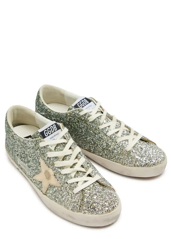 GOLDEN GOOSE Super-star Glittered Leather Sneakers