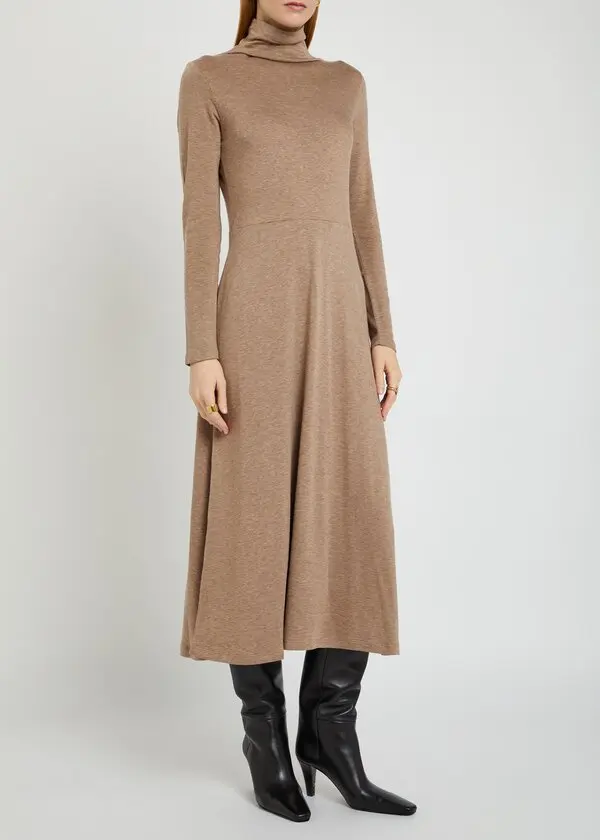Vince Funnel-neck Jersey Midi Dress