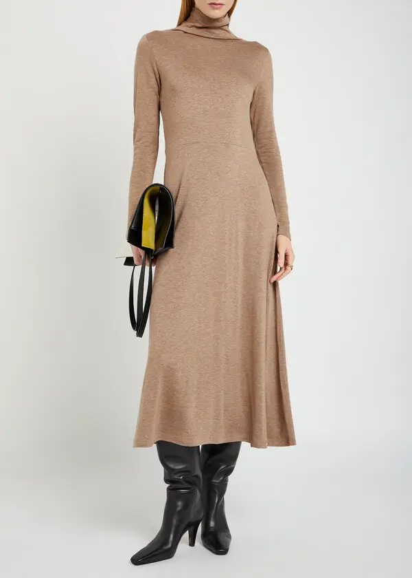Vince Funnel-neck Jersey Midi Dress