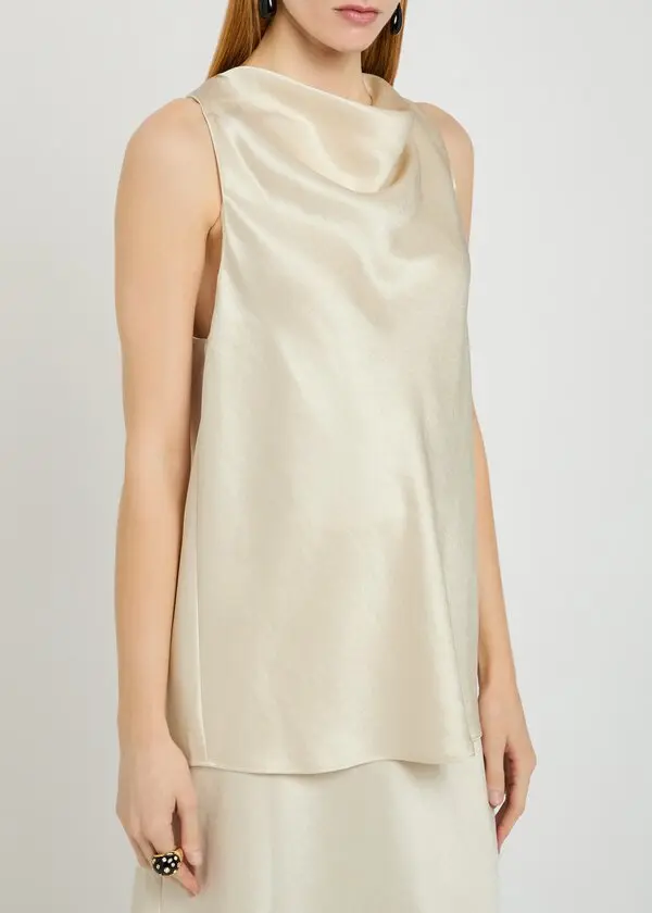 Vince Draped Scarf-effect Satin Top