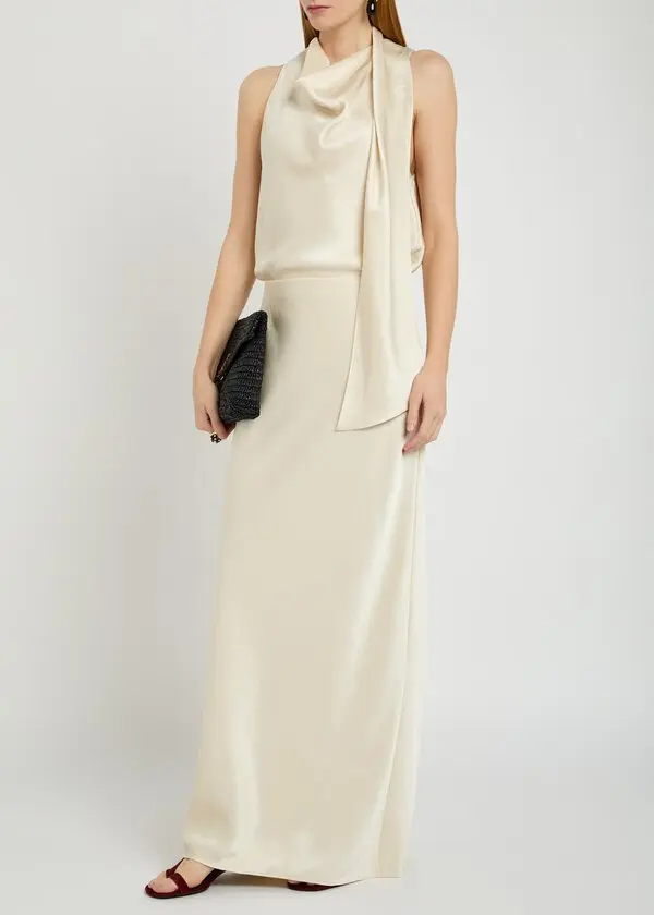 Vince Draped Scarf-effect Satin Top