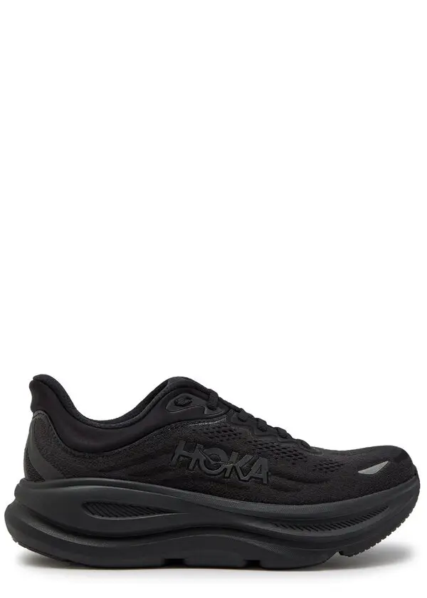 HOKA® Bondi 9 Jacquard Mesh-knit Sneakers - Black