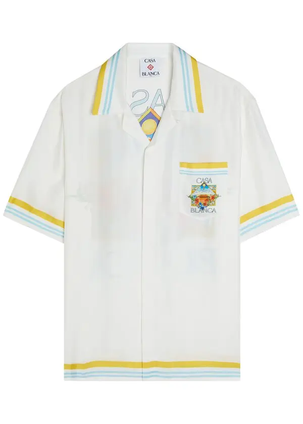 Casablanca Tennis Landscape Printed Silk Shirt