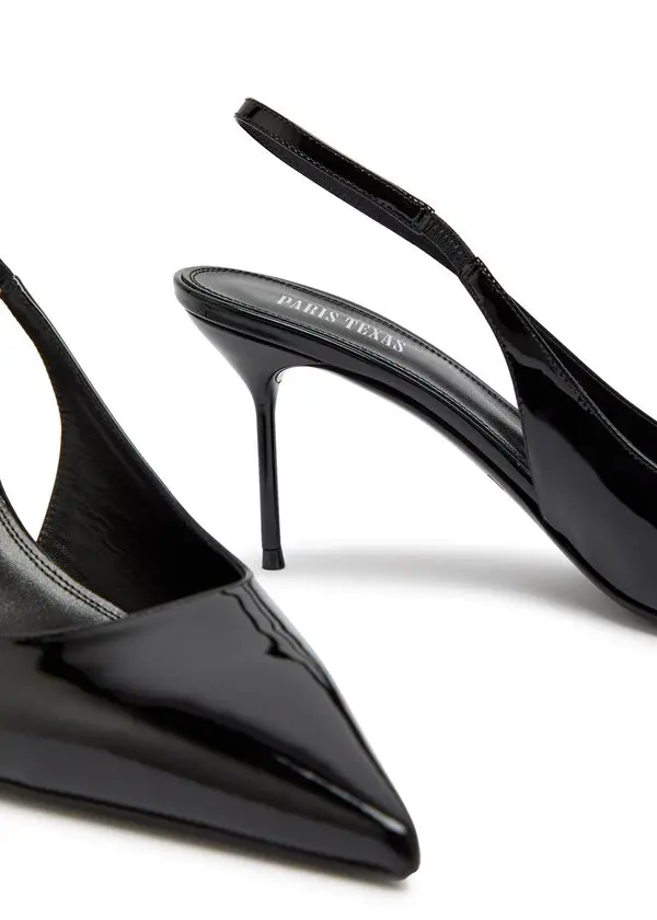 Paris Texas Lidia 70 Patent Leather Slingback Pumps - Black