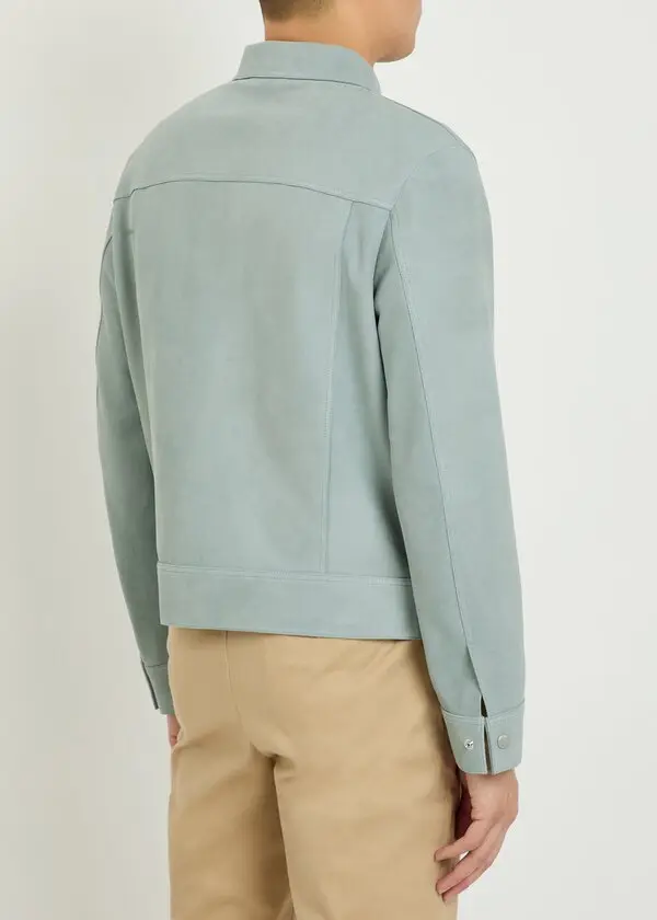 FRAME Suede Trucker Jacket - Light Blue