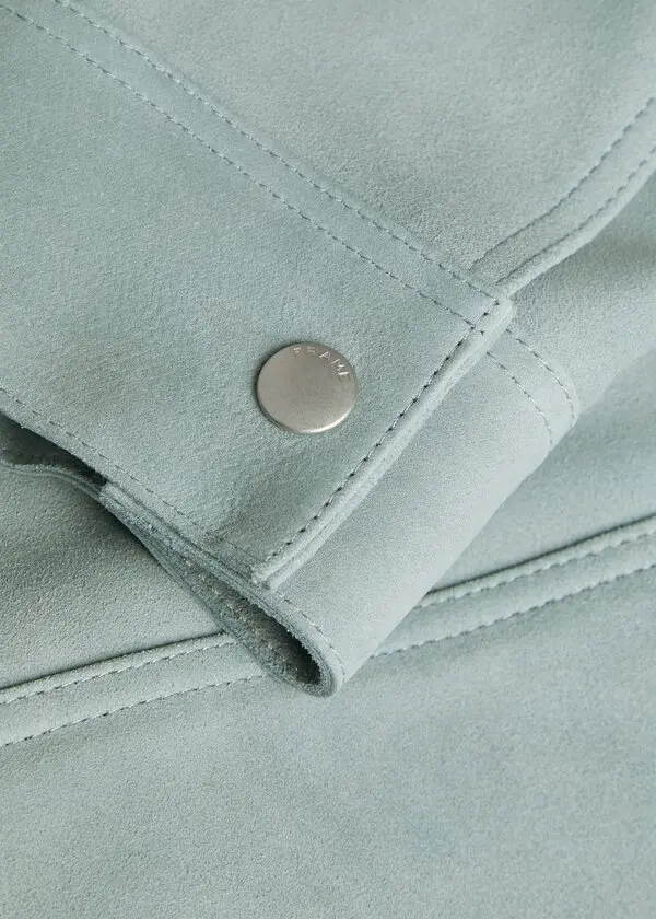 FRAME Suede Trucker Jacket - Light Blue
