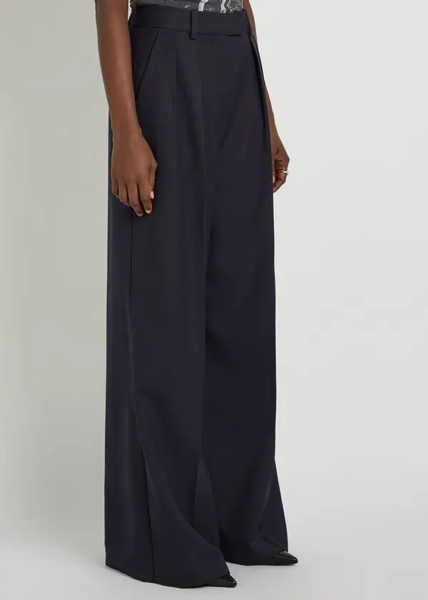 ANINE BING Lou Wide-leg Woven Trousers - Navy