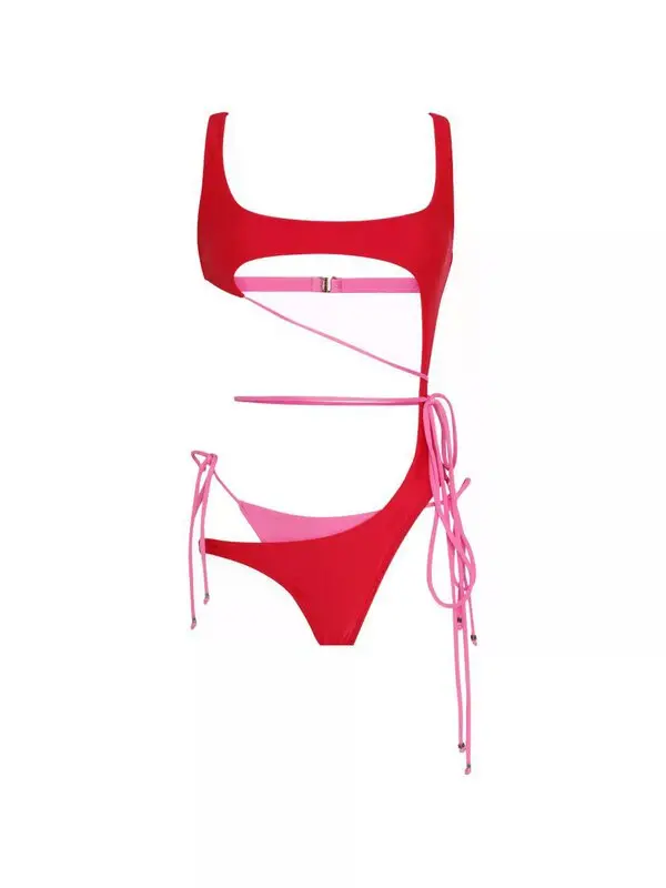 AMIR SLAMA Cut-out Tie One Piece Swimsuit - Red