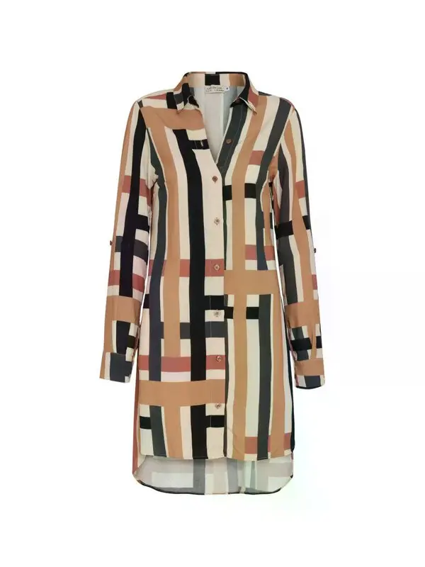 AMIR SLAMA Striped Button Down Shirt Dress