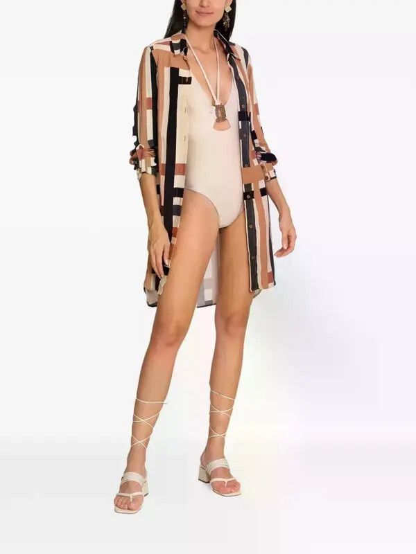 AMIR SLAMA Striped Button Down Shirt Dress