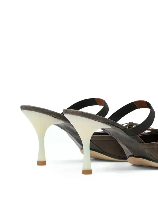 MAISON MARGIELA Square Toe Leather Ballerina Mules