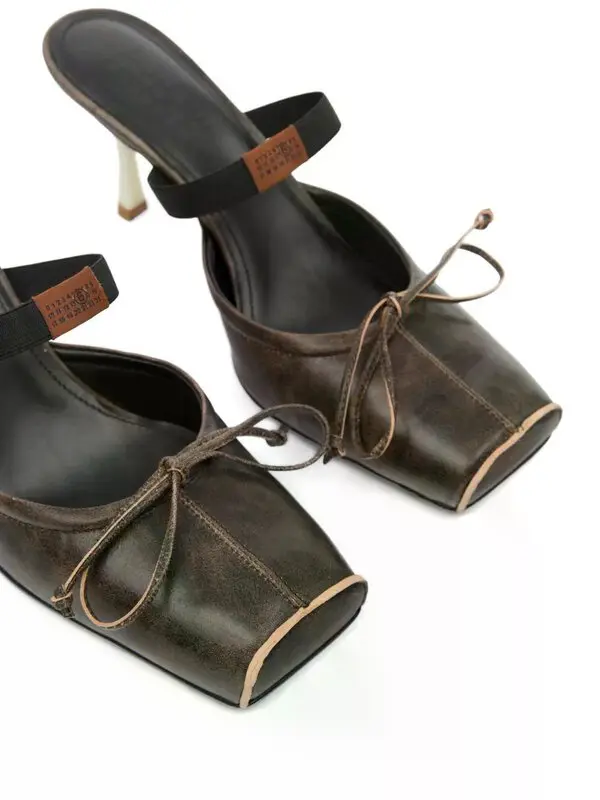 MAISON MARGIELA Square Toe Leather Ballerina Mules