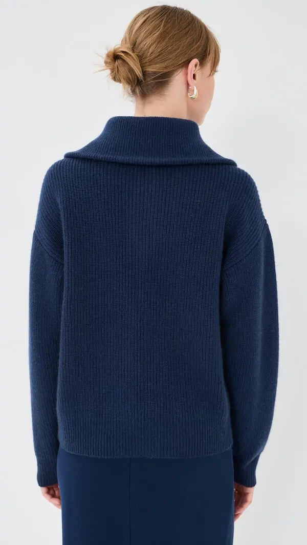 THE ELDER STATESMAN Runyon Ribbed Cashmere Half Zip