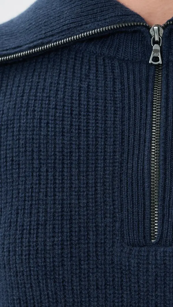 THE ELDER STATESMAN Runyon Ribbed Cashmere Half Zip